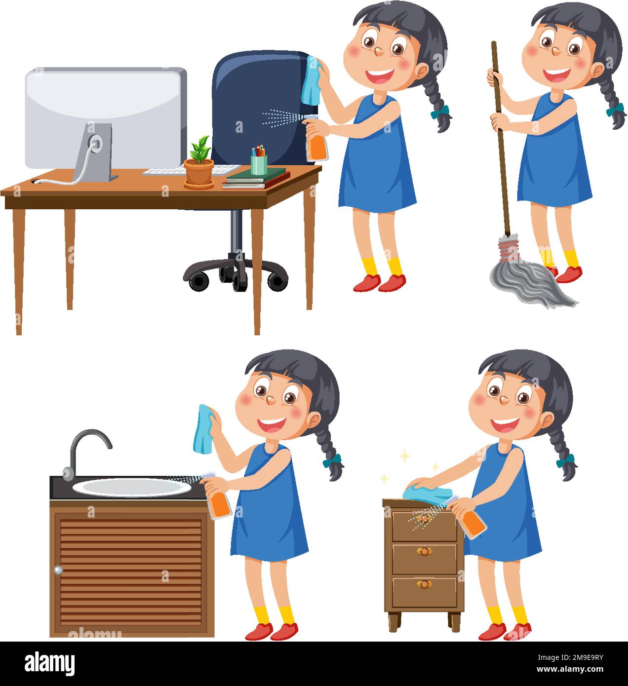 Kids cleaning group Cut Out Stock Images & Pictures - Alamy