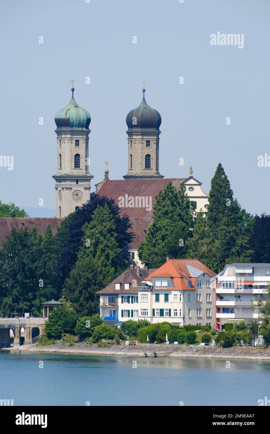 Castle church and castle, view from Moleturm, Friedrichshafen, Lake ...