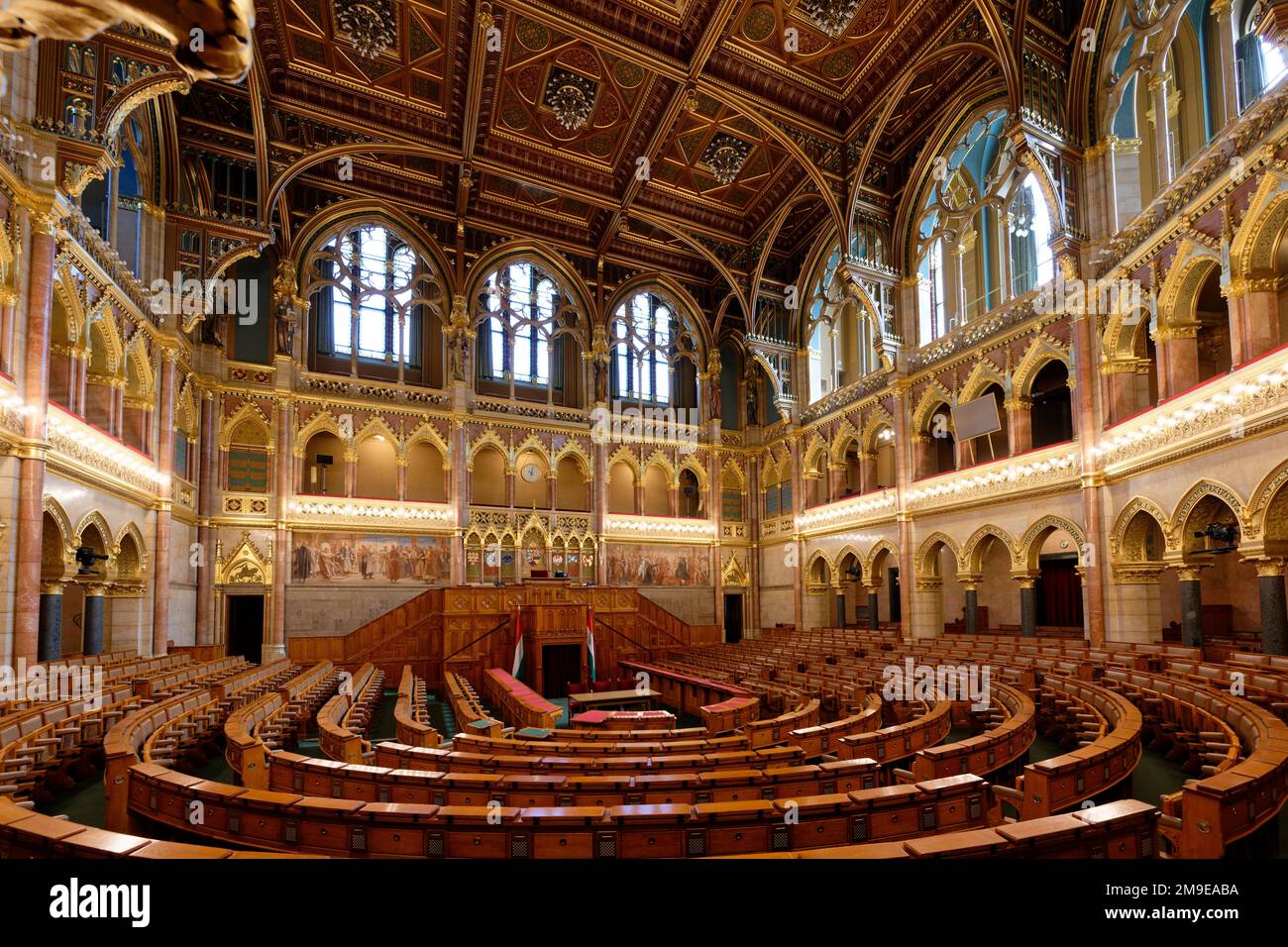 Parliament, session hall, interior view, Lipotvaros, Budapest, Hungary ...