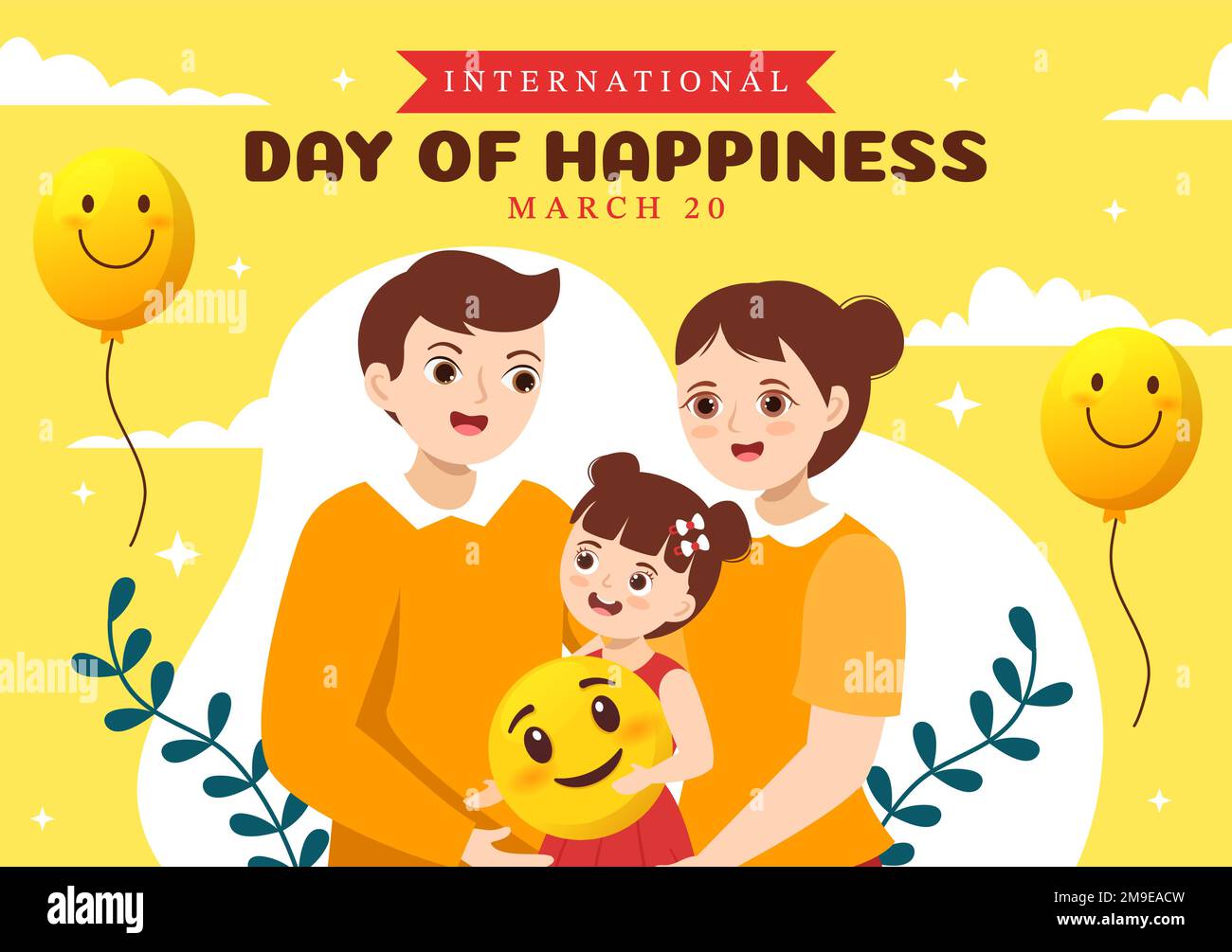 World Happiness Day Celebration Illustration with Smiling Face ...