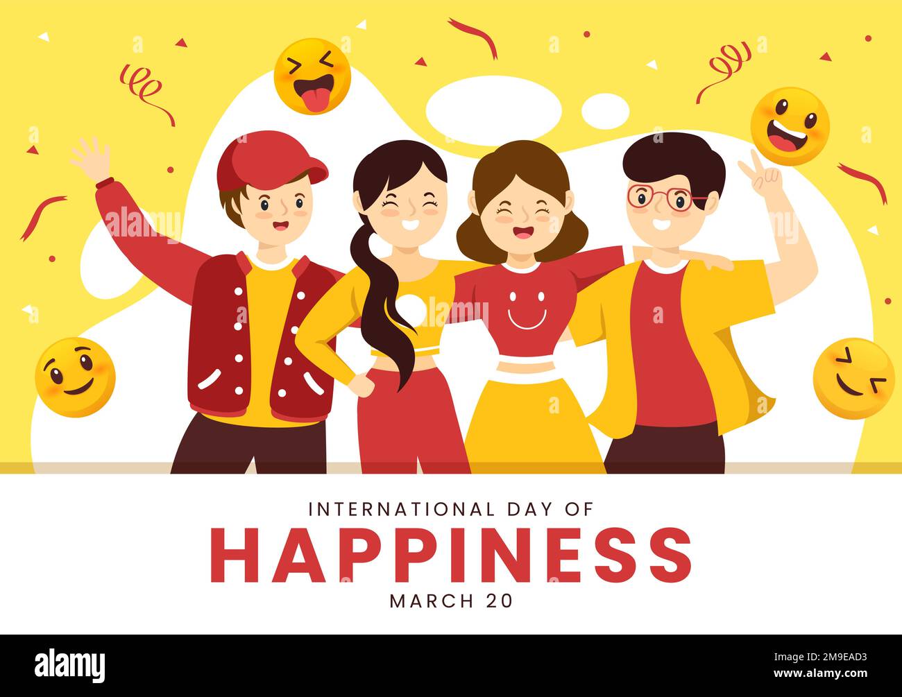 World Happiness Day Celebration Illustration with Smiling Face ...