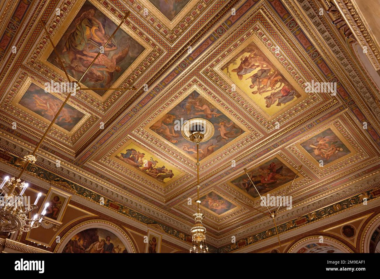 Opera House, Festival Staircase, Ceiling, Interior View, VI. Budapest ...