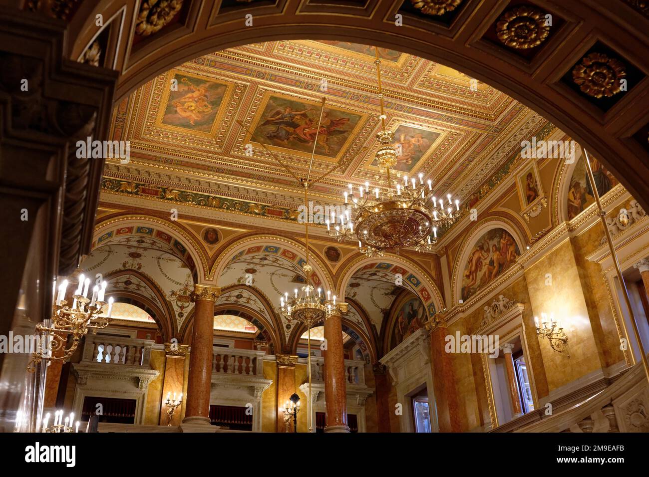 Opera House, Festival Staircase, Ceiling, Interior View, VI. Budapest ...
