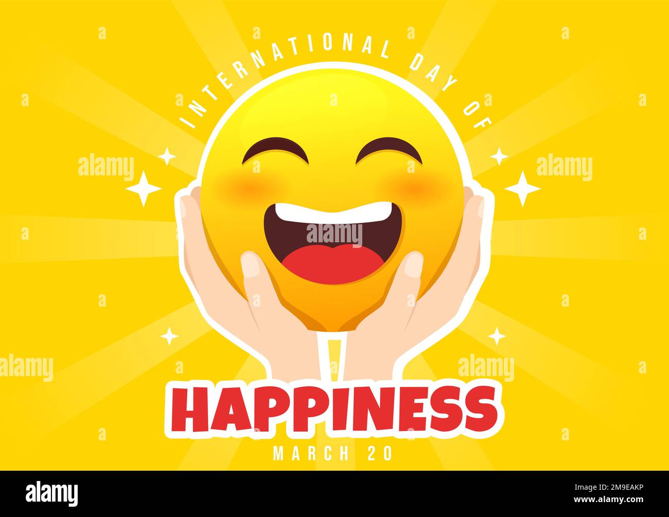 World Happiness Day Celebration Illustration with Smiling Face ...
