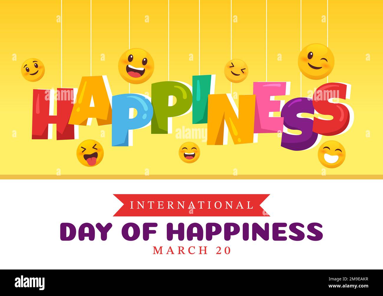 World Happiness Day Celebration Illustration with Smiling Face ...