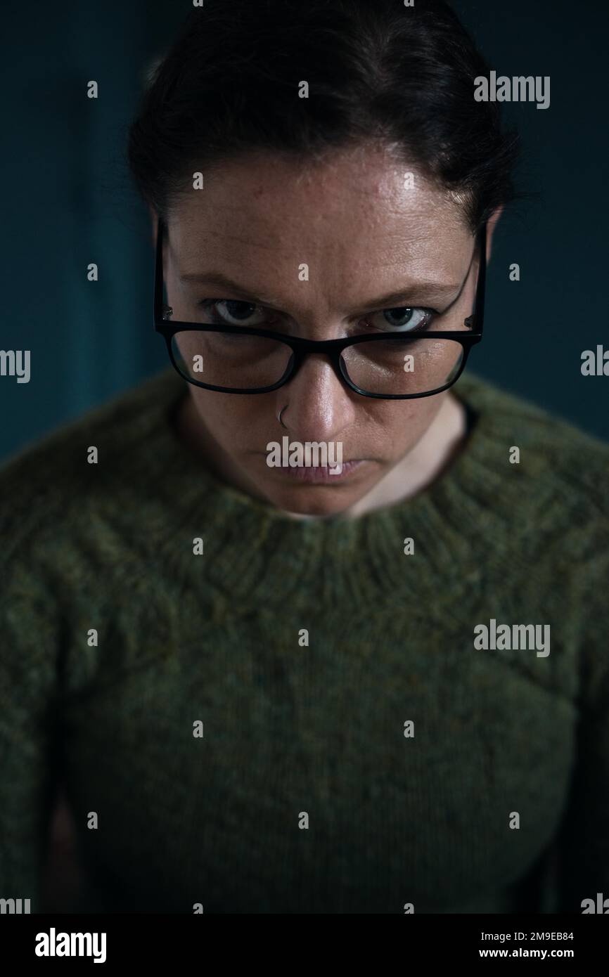 Depressed, Sad, Interior Shot of a Woman in a Knitted Wool Sweater ...