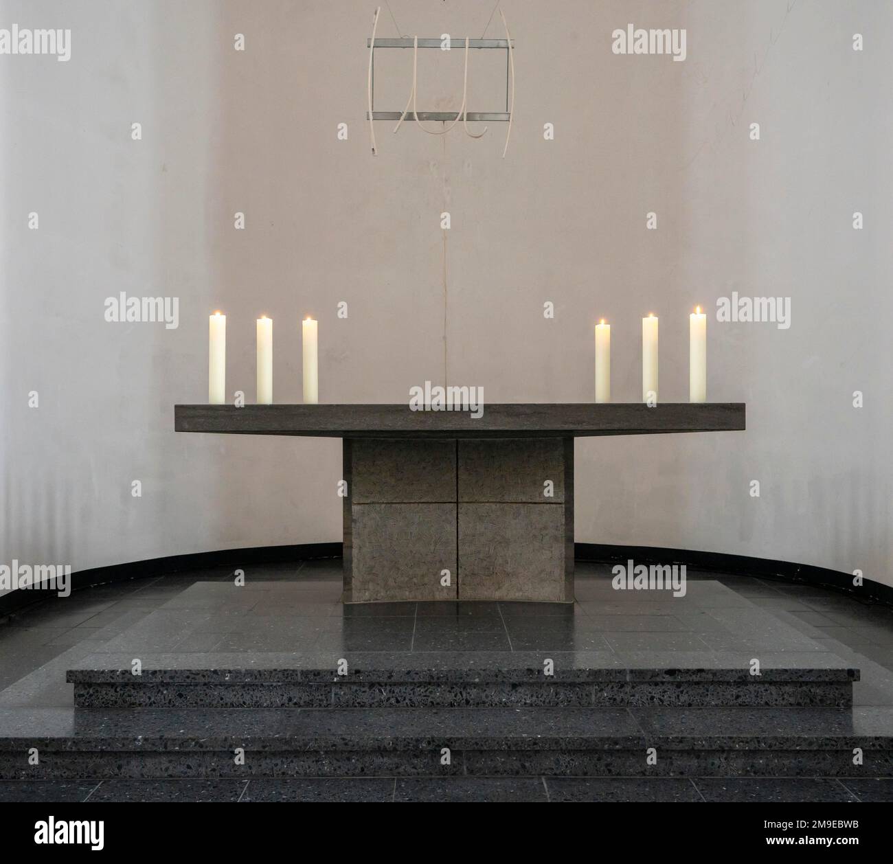Saint Matthew's Church, modern altar with burning candles, Berlin ...