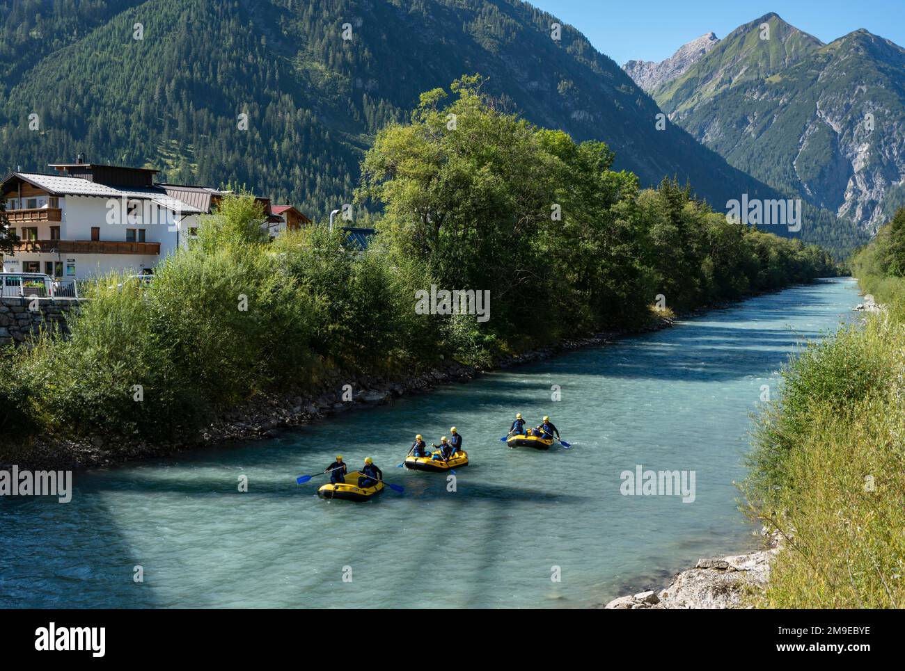 Water sportsmen rafting, Lech, Vorarlberg, Austria Stock Photo - Alamy