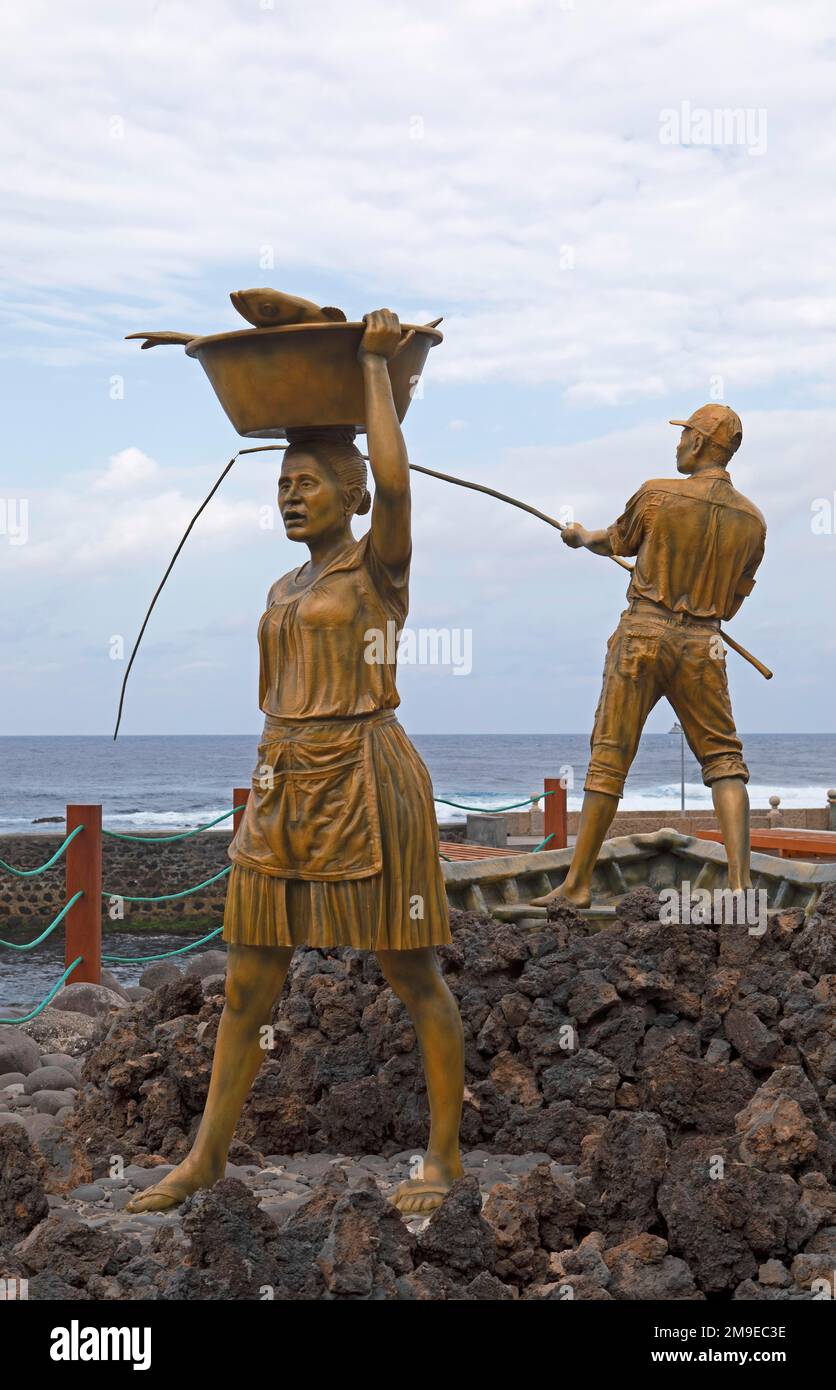 Monument to the fishermen and fishwomen in Ponta do Sol, Santo Antao ...