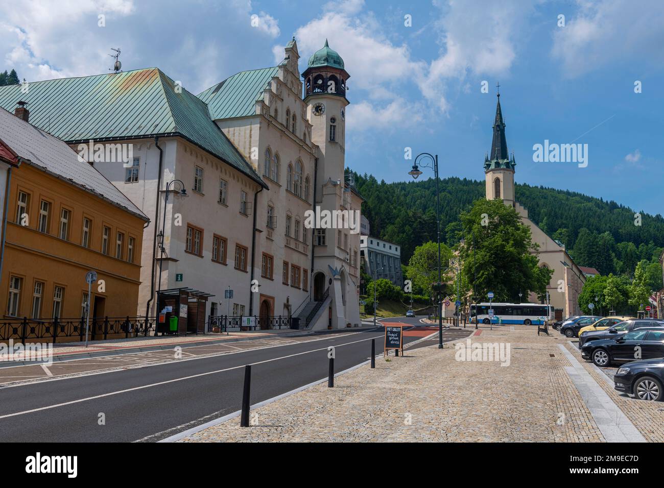 Unesco site Ore Mountain Mining Region; mining town Jachymov, Czech ...
