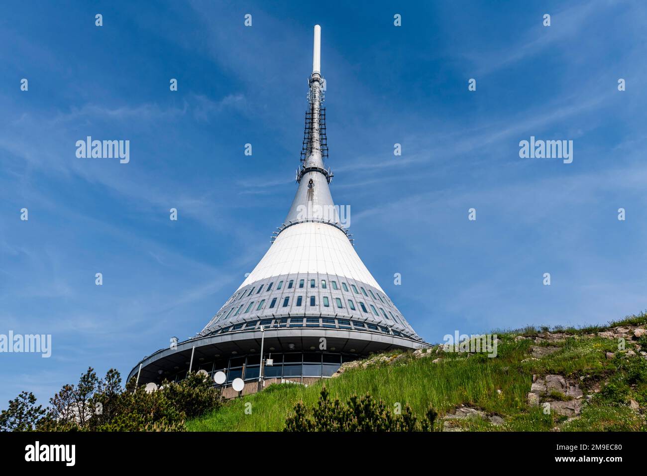 Jested TV tower, Highest mountain peak Jested, Czech Republic Stock ...