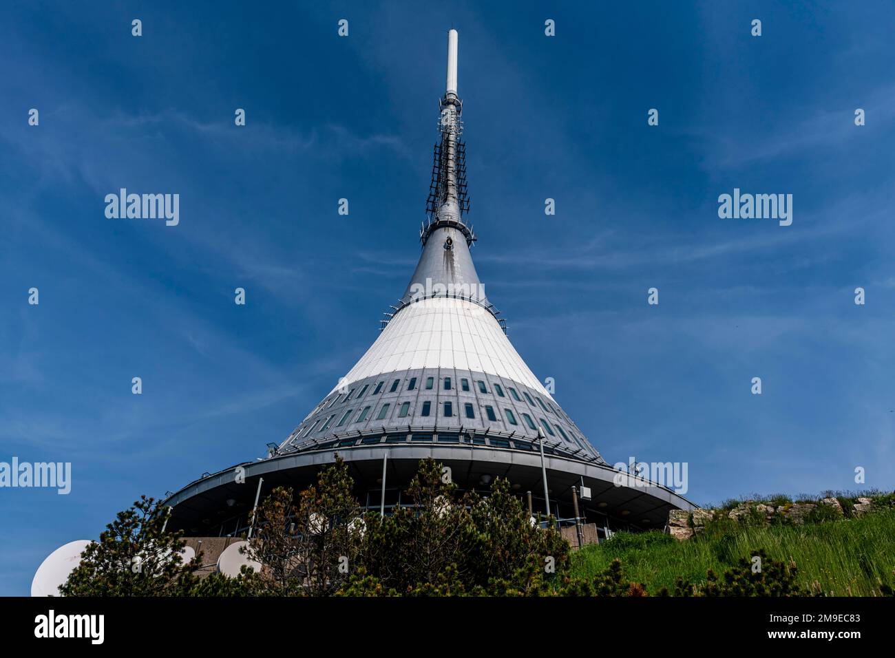 Jested TV tower, Highest mountain peak Jested, Czech Republic Stock ...