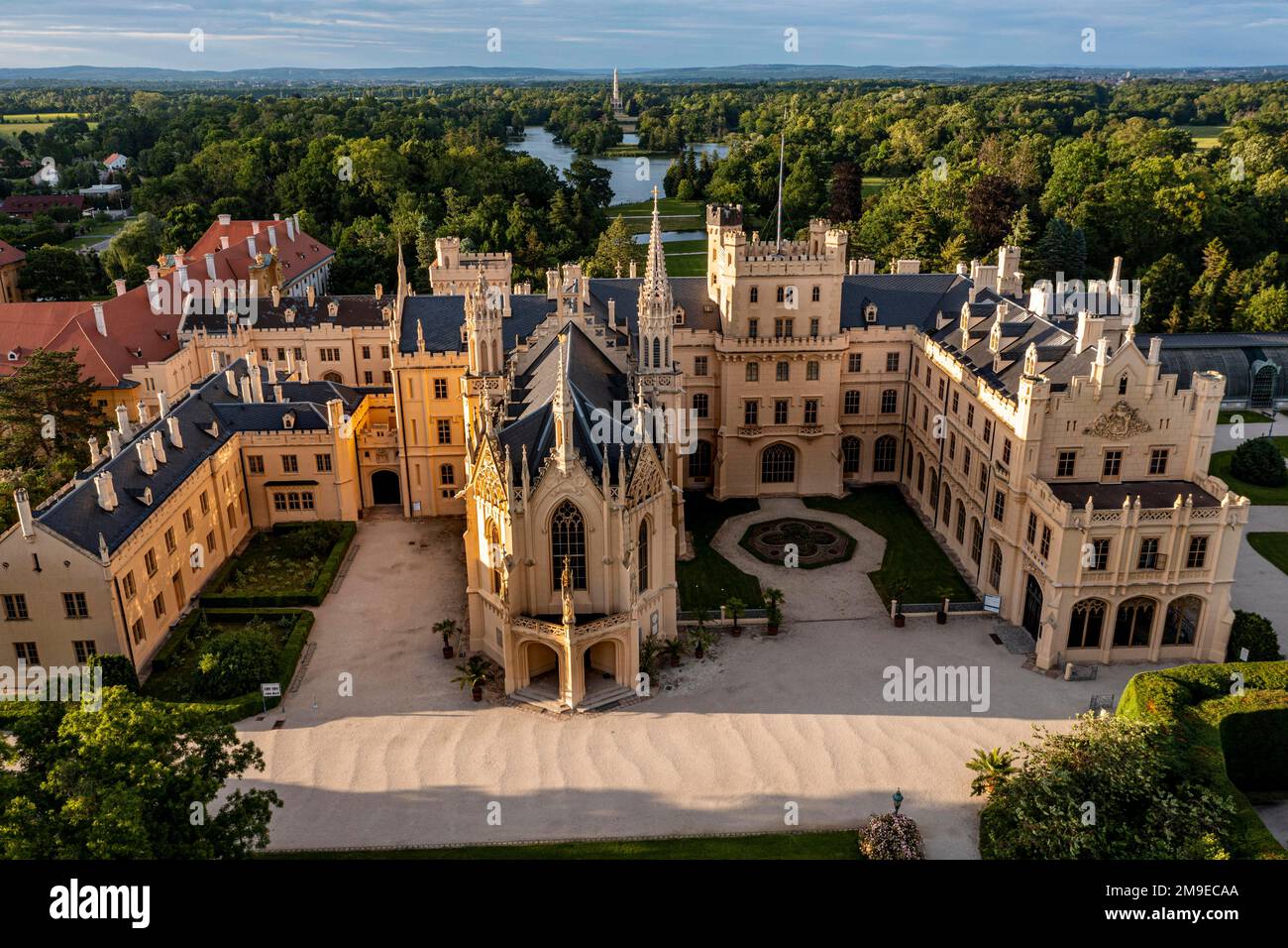 Aerial of Lednice palace, Unesco site, Ledniceâ€“Valtice Cultural ...