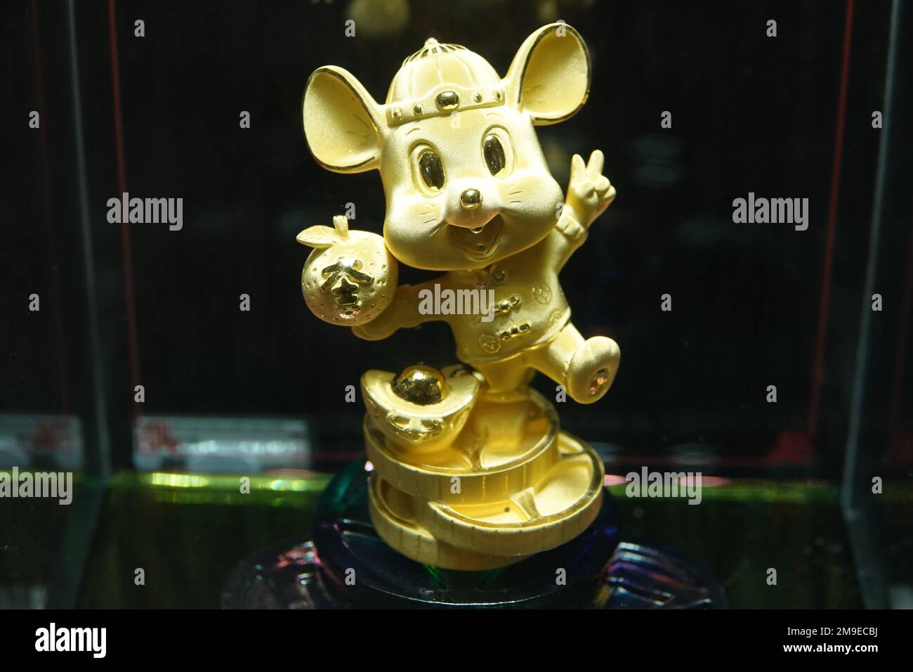 YICHANG, CHINA - JANUARY 18, 2023 - Auspicious New Year gold ornaments ...