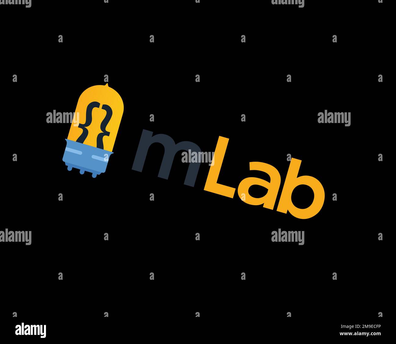 MLab, rotated logo, black background B Stock Photo - Alamy