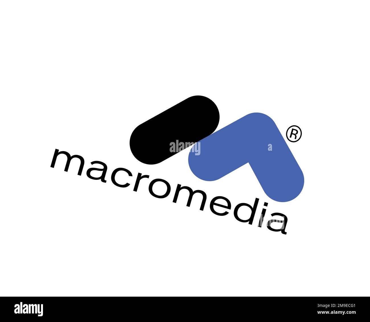 Macromedia, rotated logo, white background B Stock Photo - Alamy