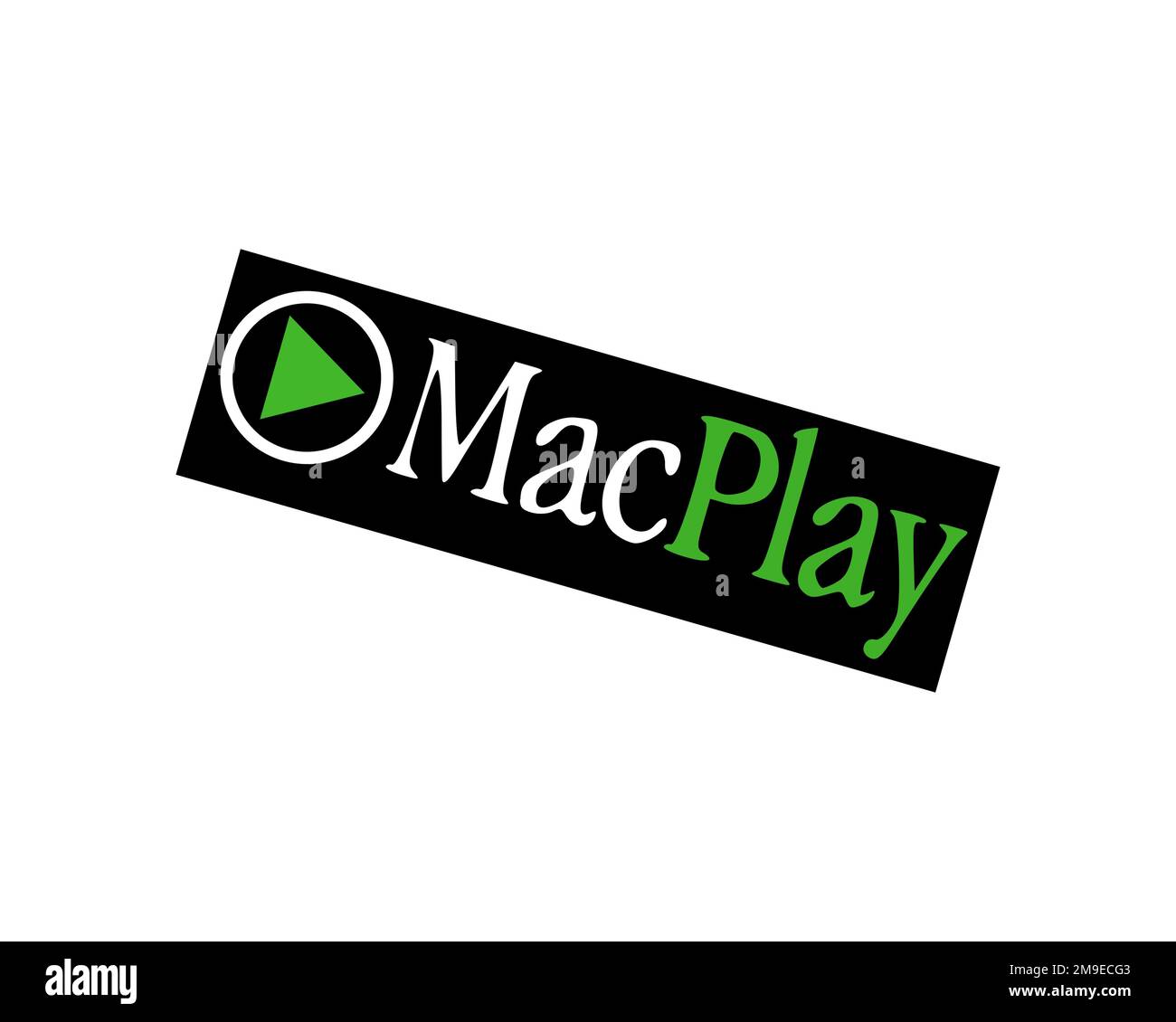 MacPlay, rotated logo, white background B Stock Photo - Alamy