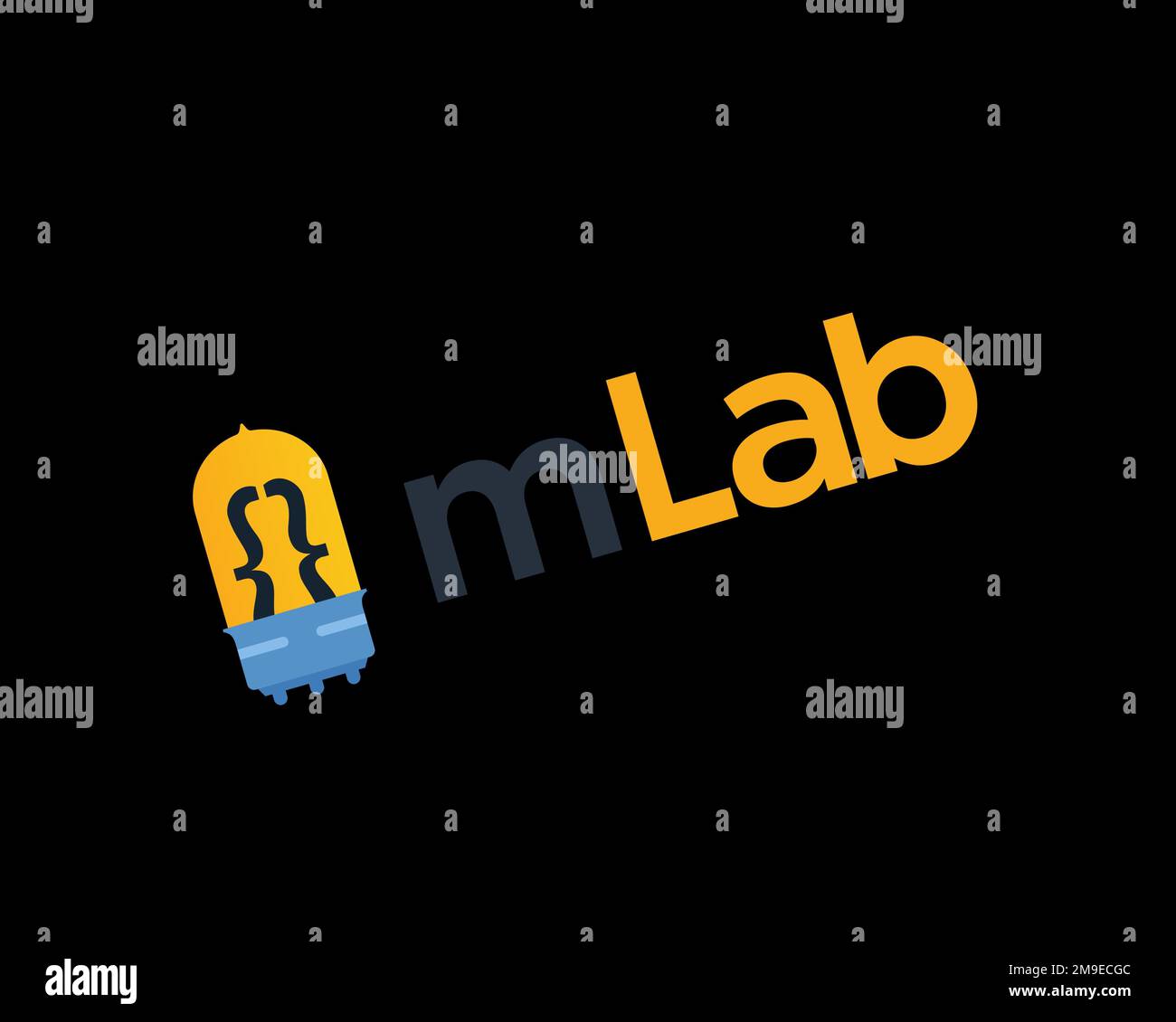 MLab, rotated logo, black background Stock Photo - Alamy