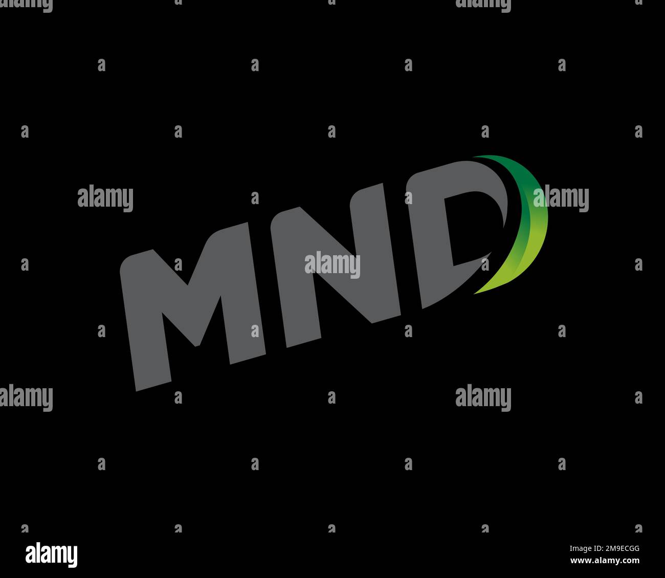 MND company, rotated logo, black background Stock Photo - Alamy