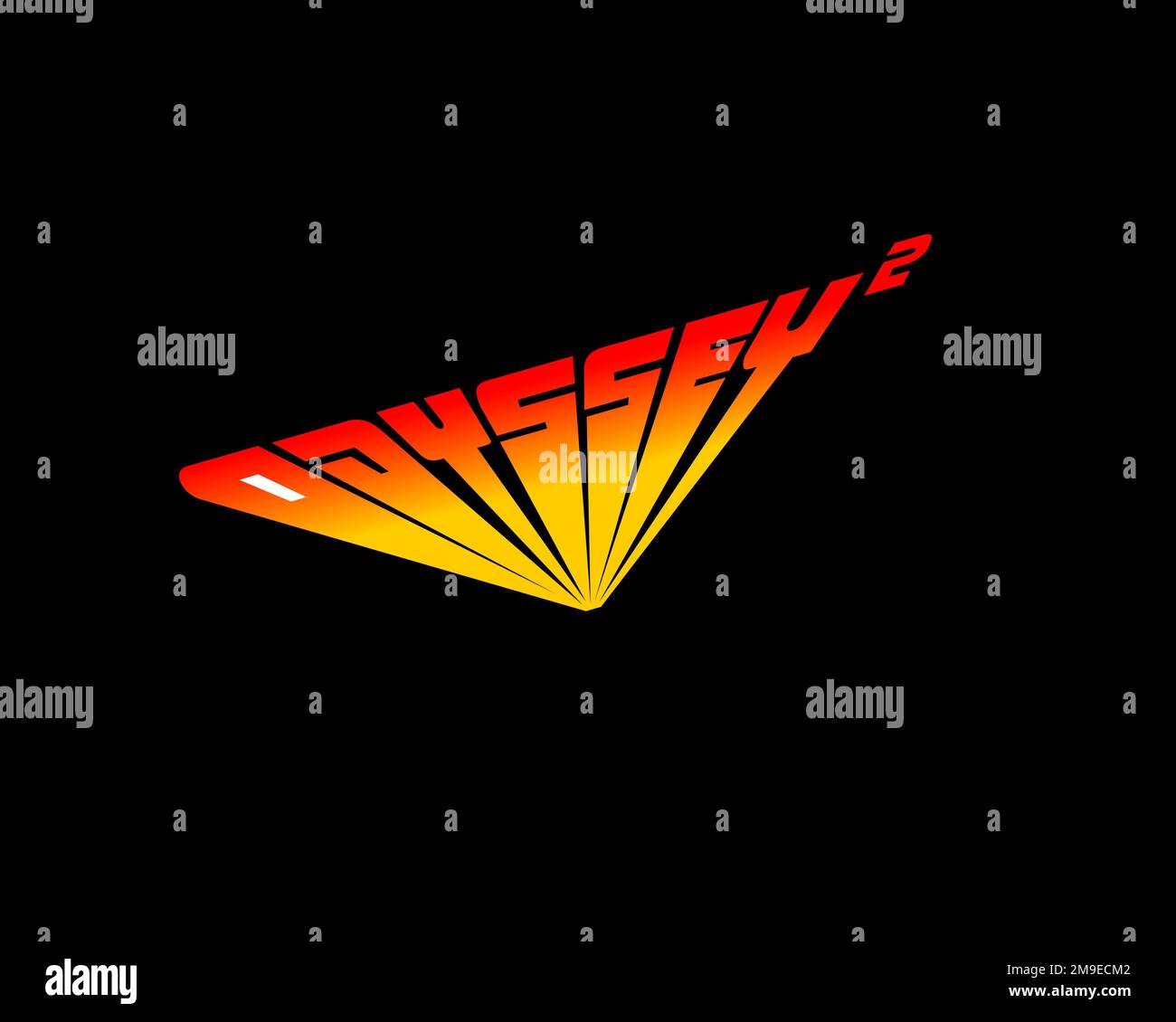Magnavox Odyssey, rotated logo, black background Stock Photo - Alamy