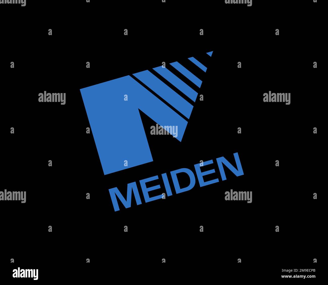Meidensha, rotated logo, black background Stock Photo - Alamy
