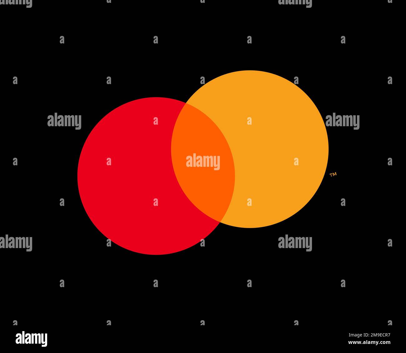 Mastercard, rotated logo, black background Stock Photo - Alamy