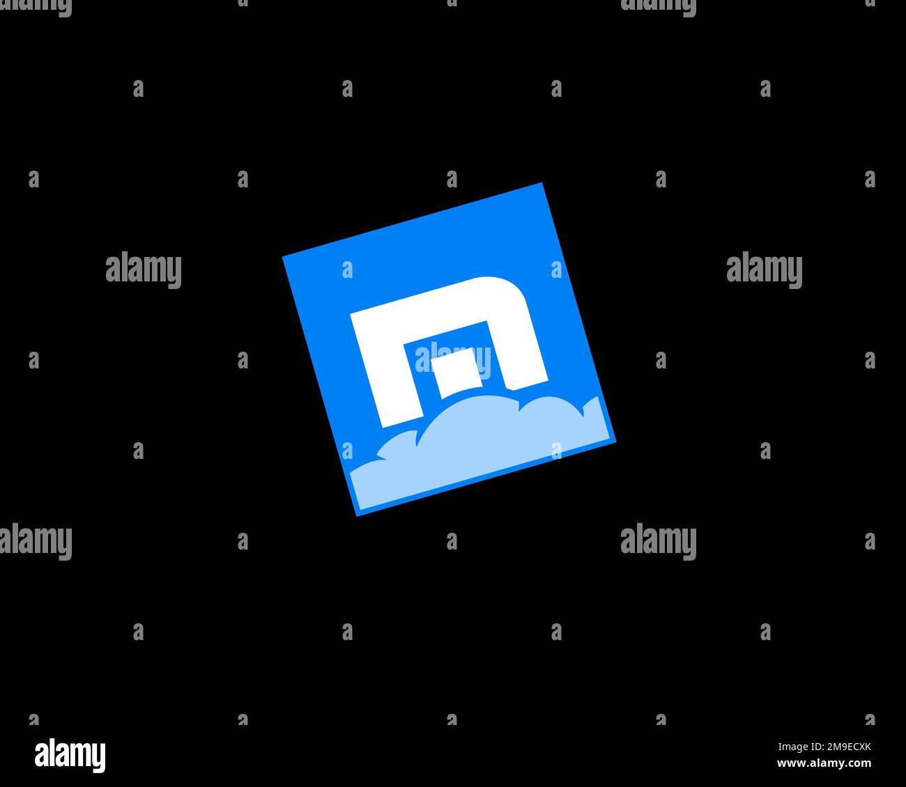 Maxthon, rotated logo, black background Stock Photo - Alamy