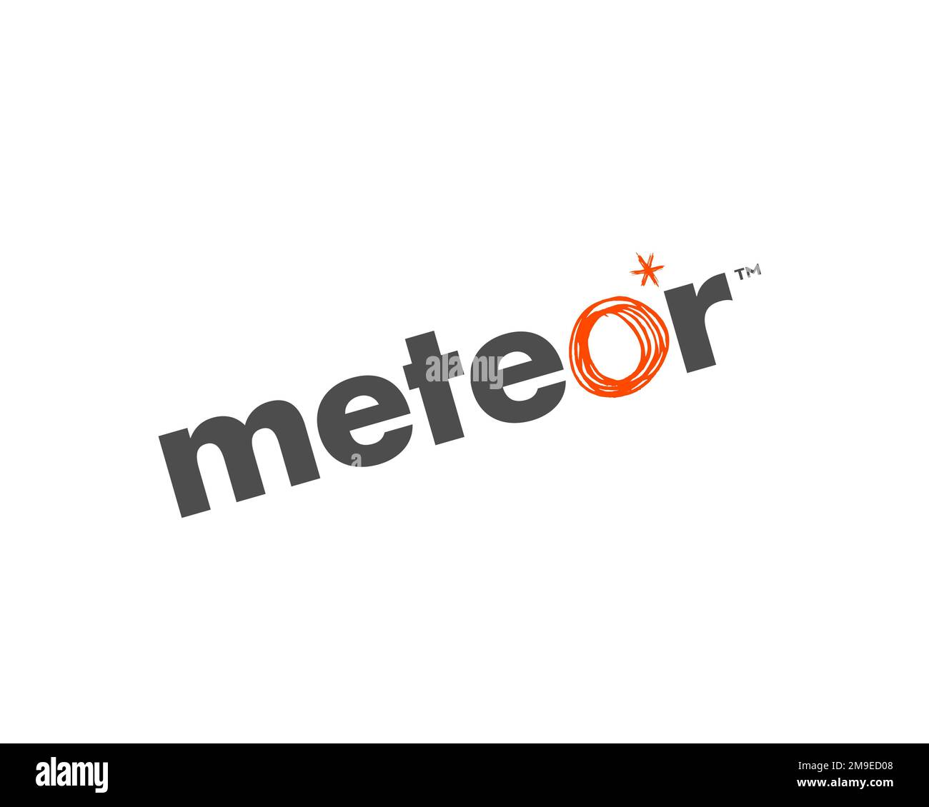 Meteor mobile network, rotated logo, white background Stock Photo - Alamy