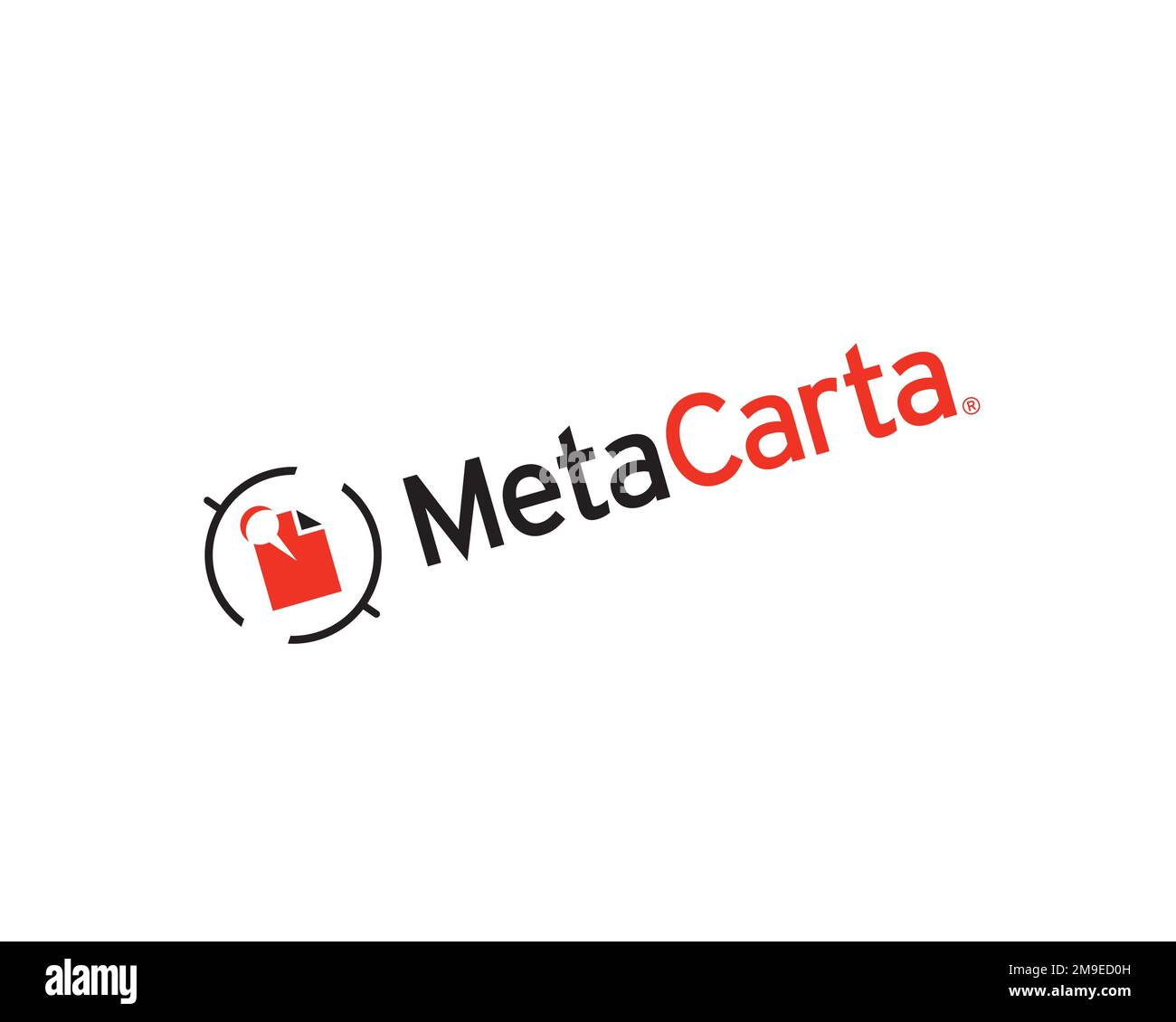 MetaCarta, rotated logo, white background Stock Photo - Alamy