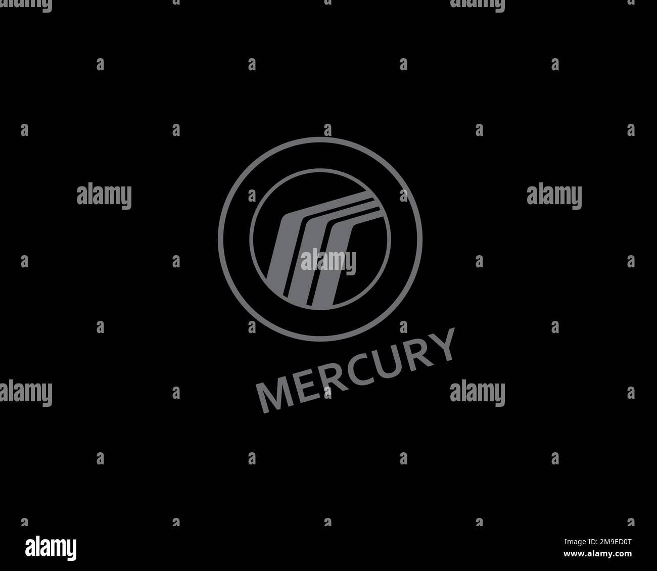 Mercury automobile, rotated logo, black background Stock Photo - Alamy