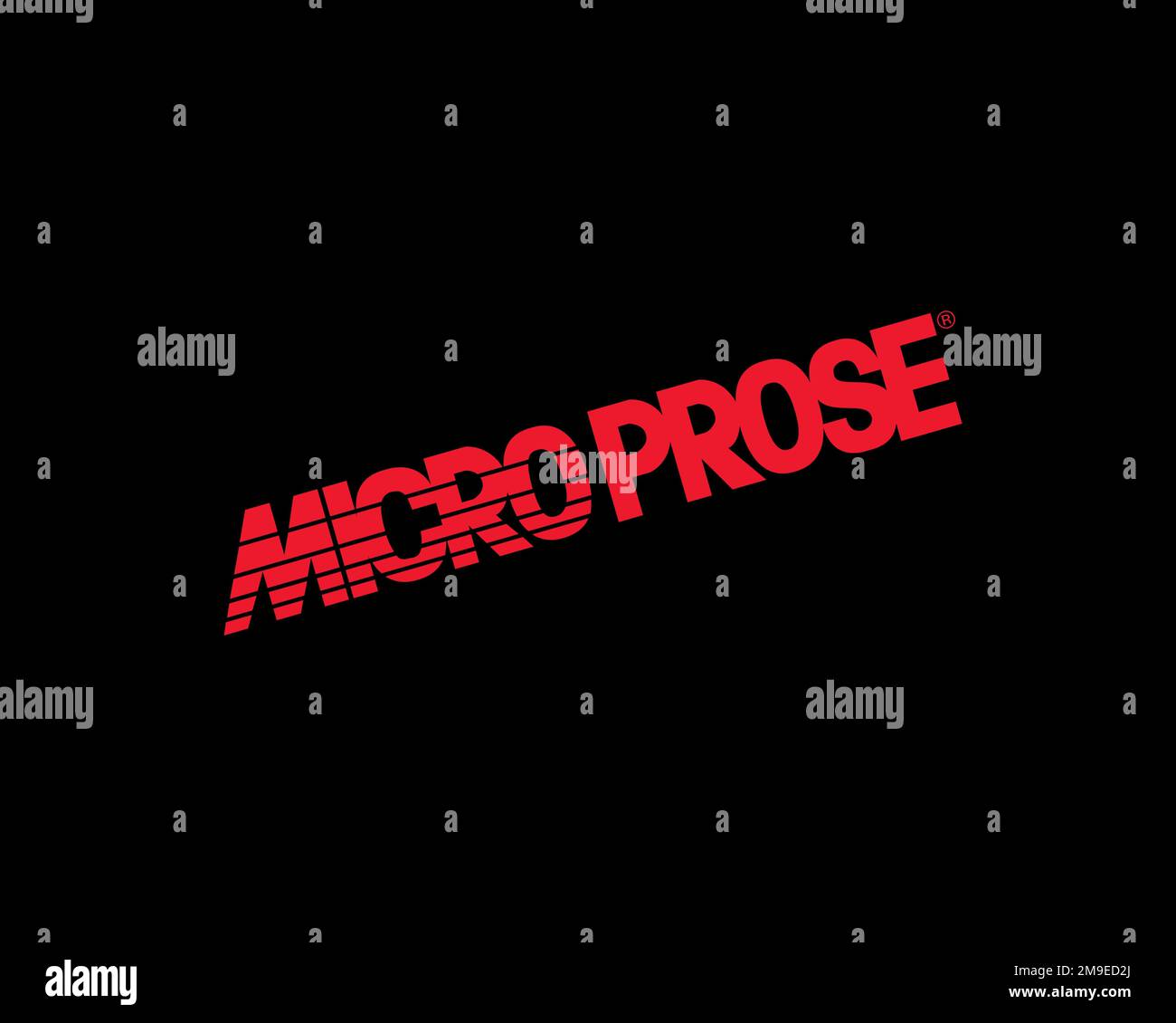 MicroProse, rotated logo, black background Stock Photo - Alamy