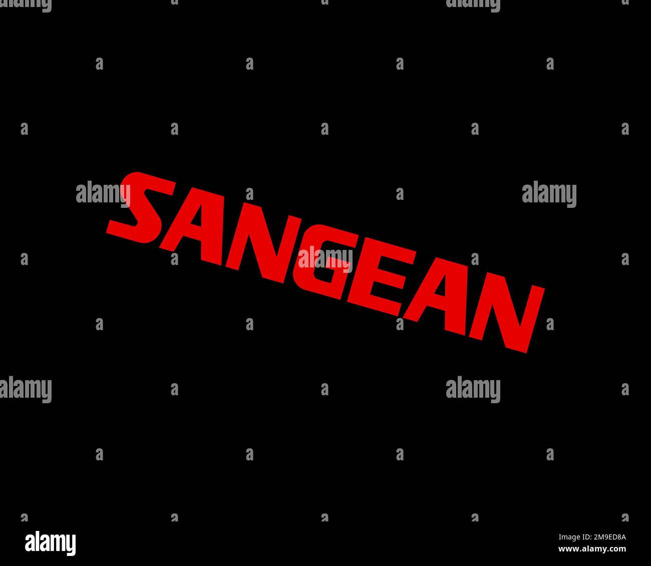 Sangean, rotated logo, black background B Stock Photo - Alamy