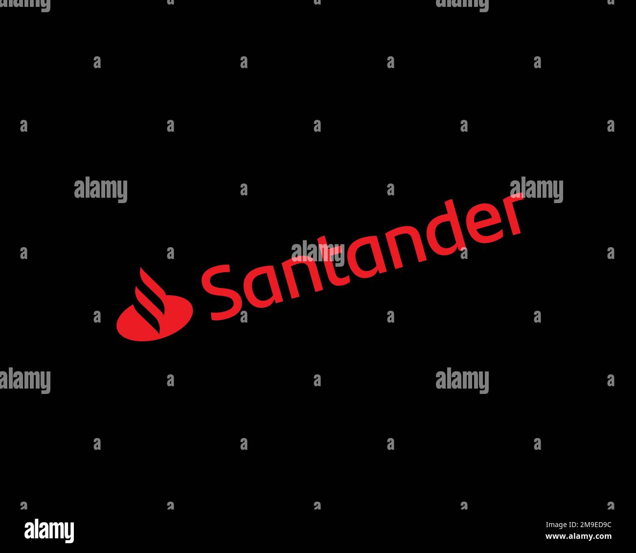 Santander Bank, rotated logo, black background Stock Photo - Alamy