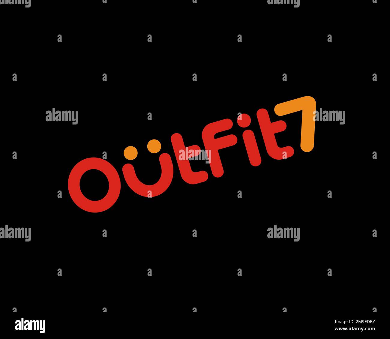 Outfit7, rotated logo, black background Stock Photo - Alamy