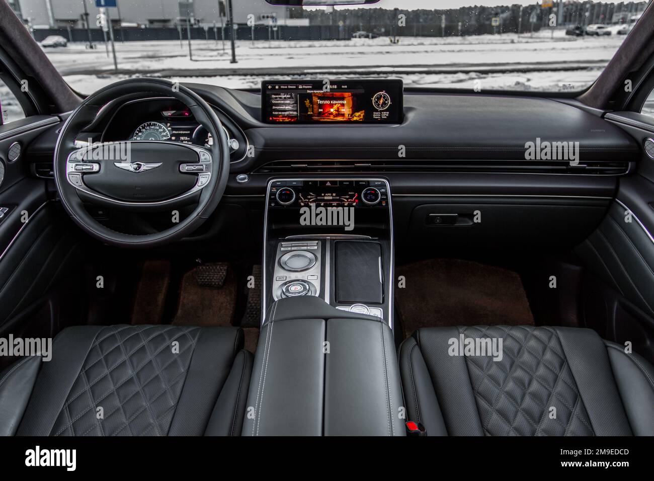 MOSCOW, RUSSIA - DECEMBER 04, 2021 Genesis GV80 (JX1), interior view ...
