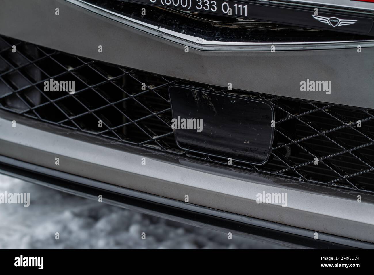 MOSCOW, RUSSIA - DECEMBER 04, 2021 Genesis GV80 (JX1), Front view ...