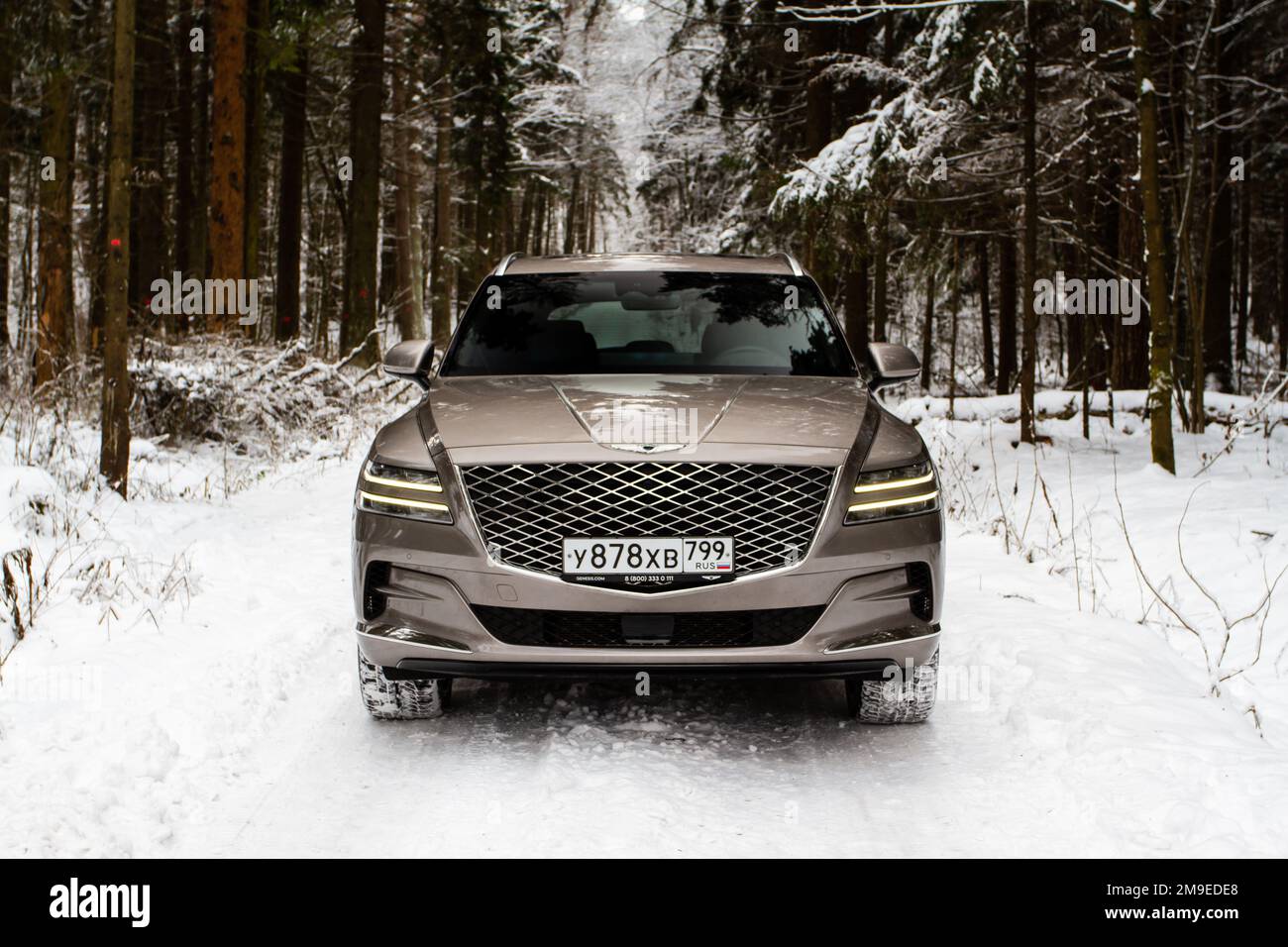MOSCOW, RUSSIA - DECEMBER 04, 2021 Genesis GV80 (JX1), subcompact ...