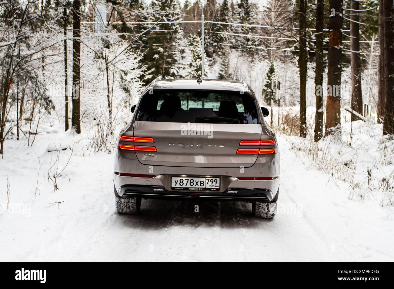 MOSCOW, RUSSIA - DECEMBER 04, 2021 Genesis GV80 (JX1), subcompact ...