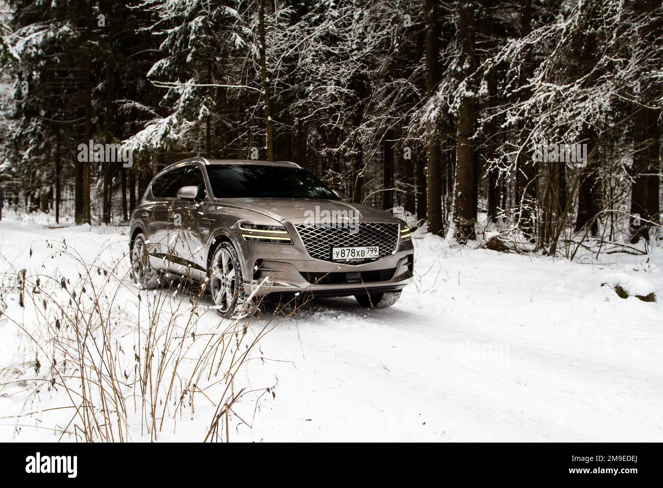 MOSCOW, RUSSIA - DECEMBER 04, 2021 Genesis GV80 (JX1), subcompact ...
