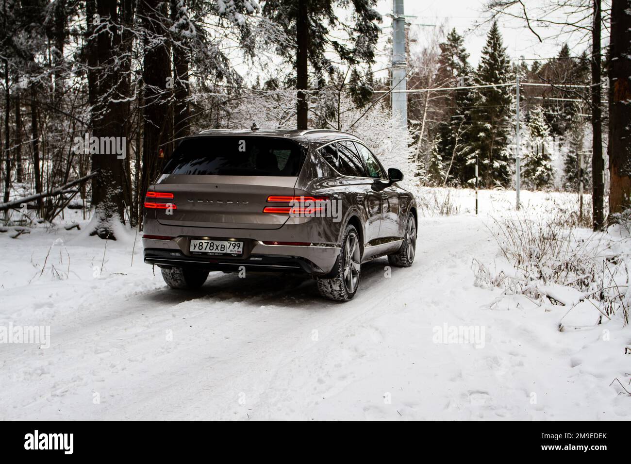 MOSCOW, RUSSIA - DECEMBER 04, 2021 Genesis GV80 (JX1), subcompact ...
