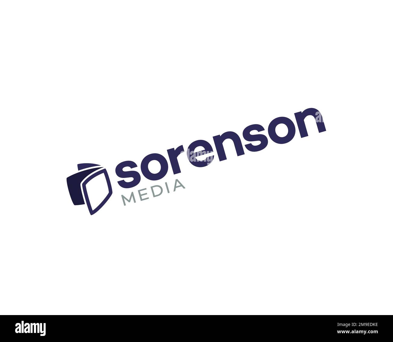 Sorenson Media, rotated logo, white background Stock Photo - Alamy