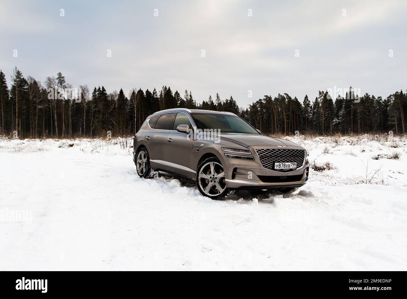 MOSCOW, RUSSIA - DECEMBER 04, 2021 Genesis GV80 (JX1), subcompact ...
