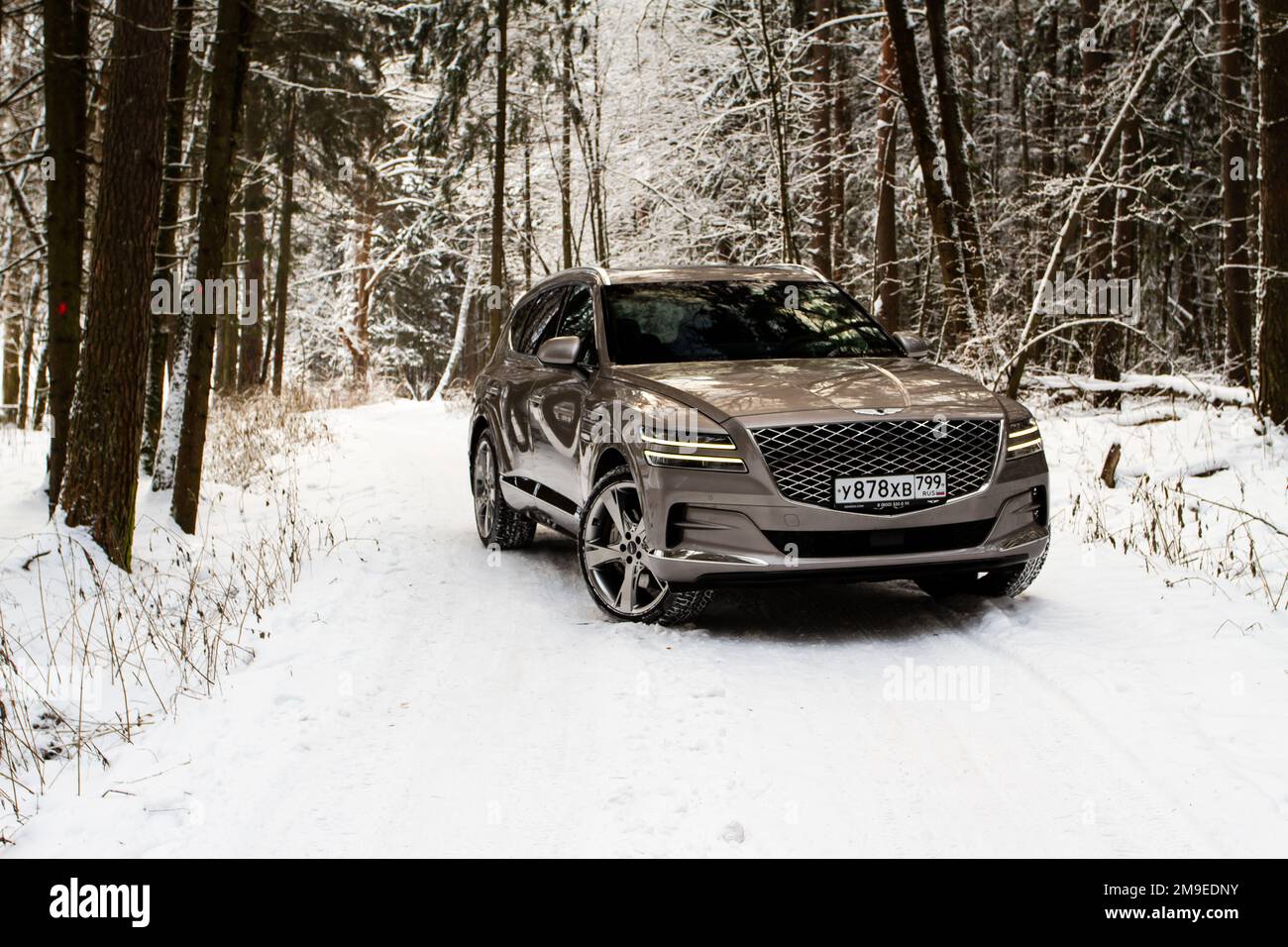 MOSCOW, RUSSIA - DECEMBER 04, 2021 Genesis GV80 (JX1), subcompact ...