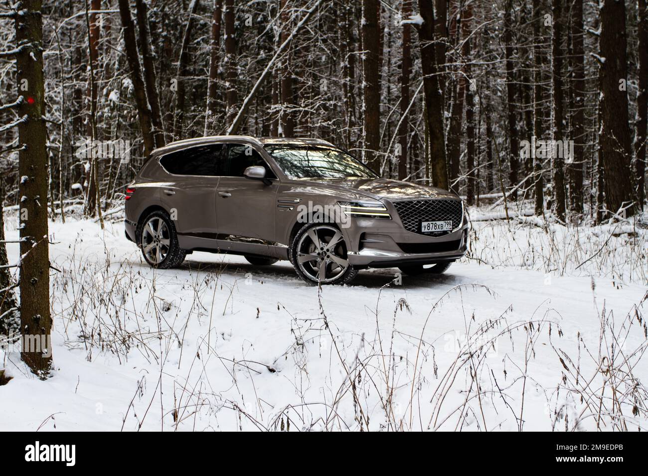 MOSCOW, RUSSIA - DECEMBER 04, 2021 Genesis GV80 (JX1), subcompact ...