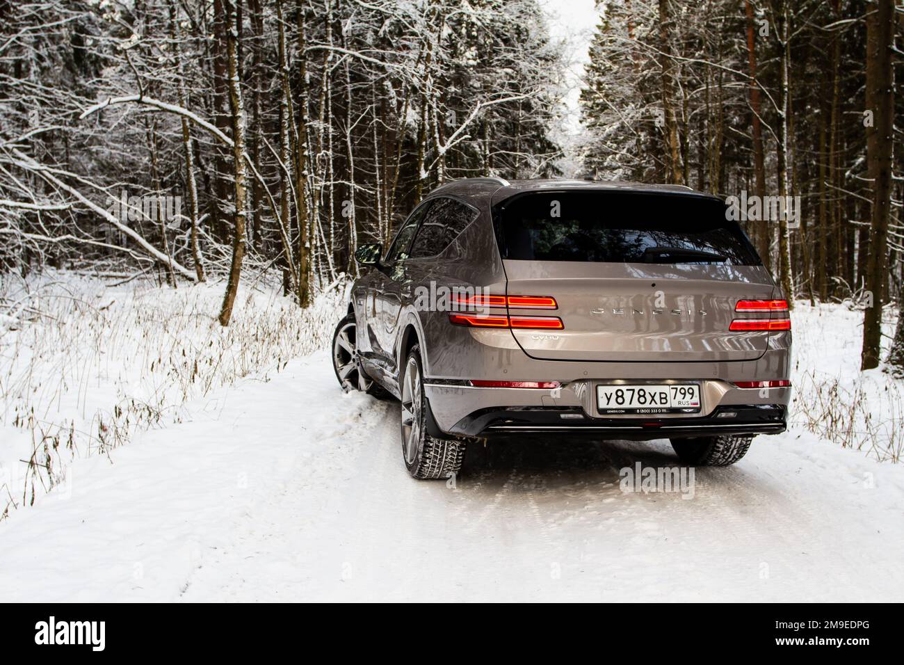 MOSCOW, RUSSIA - DECEMBER 04, 2021 Genesis GV80 (JX1), subcompact ...