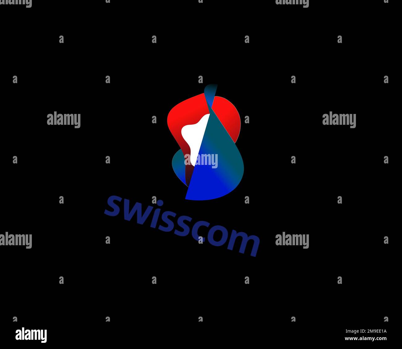 Swisscom, rotated logo, black background B Stock Photo - Alamy