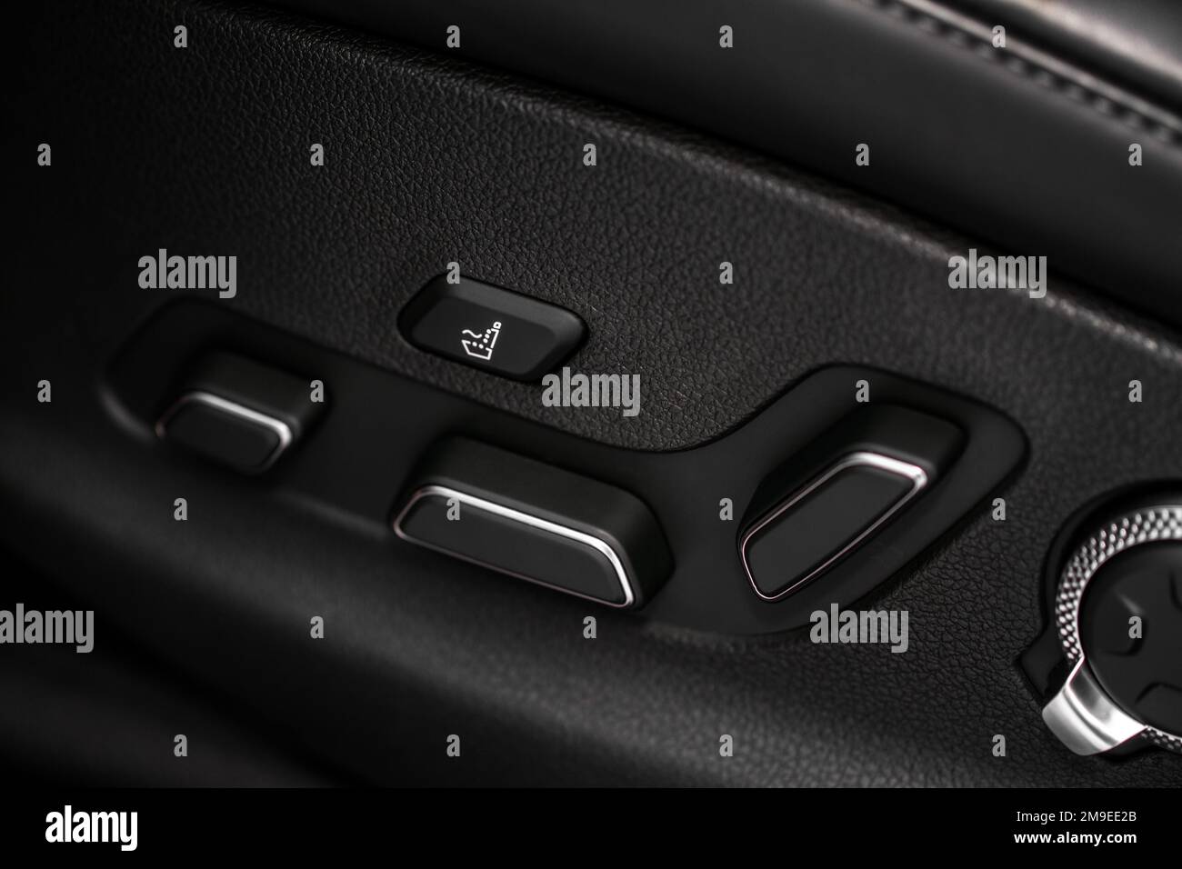 Electric car seat adjustment control panel close up view. Adjustable ...