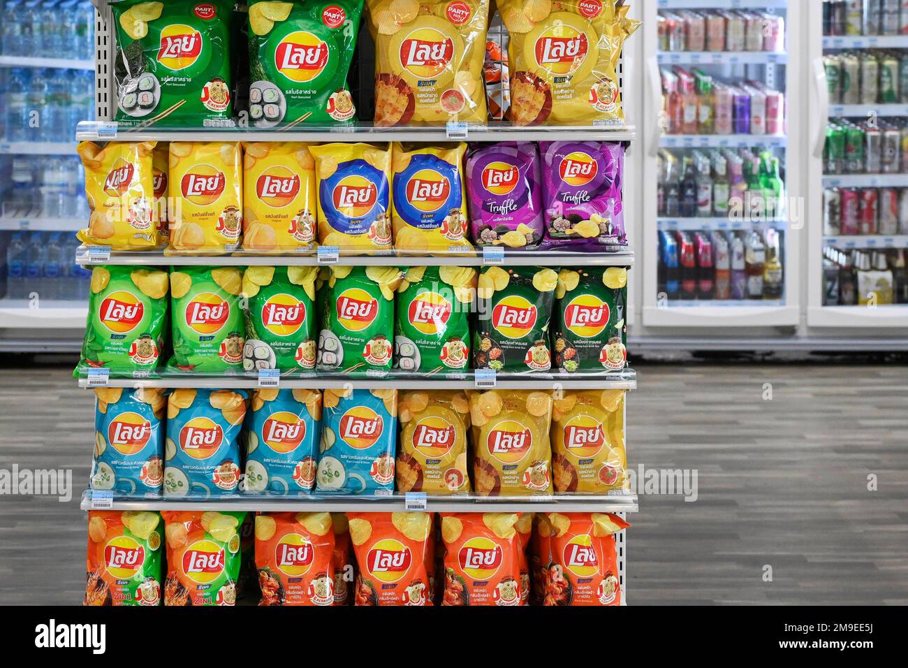 Sales shelf snacks and drinks Stock Photo - Alamy