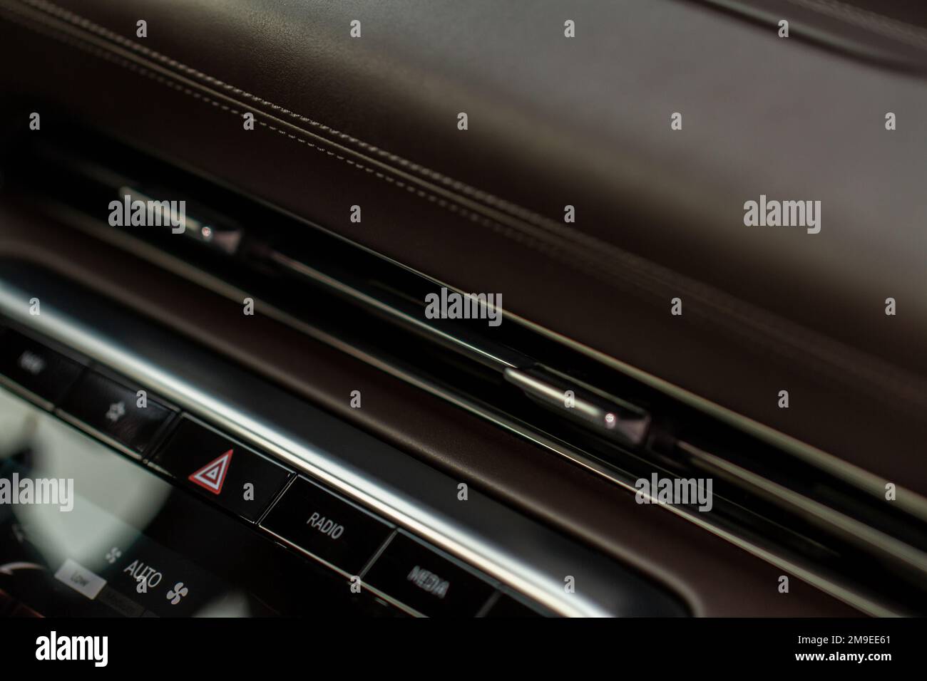 Car air conditioning. The air flow inside the car. Detail interior of a ...