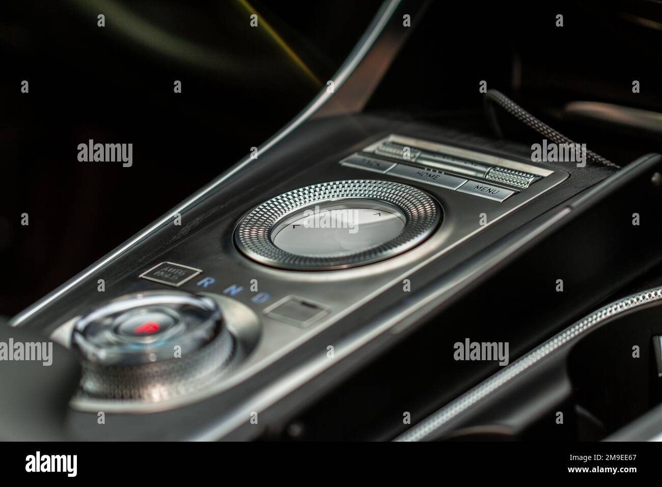 Car media controller close up. Modern car media and navigation control ...